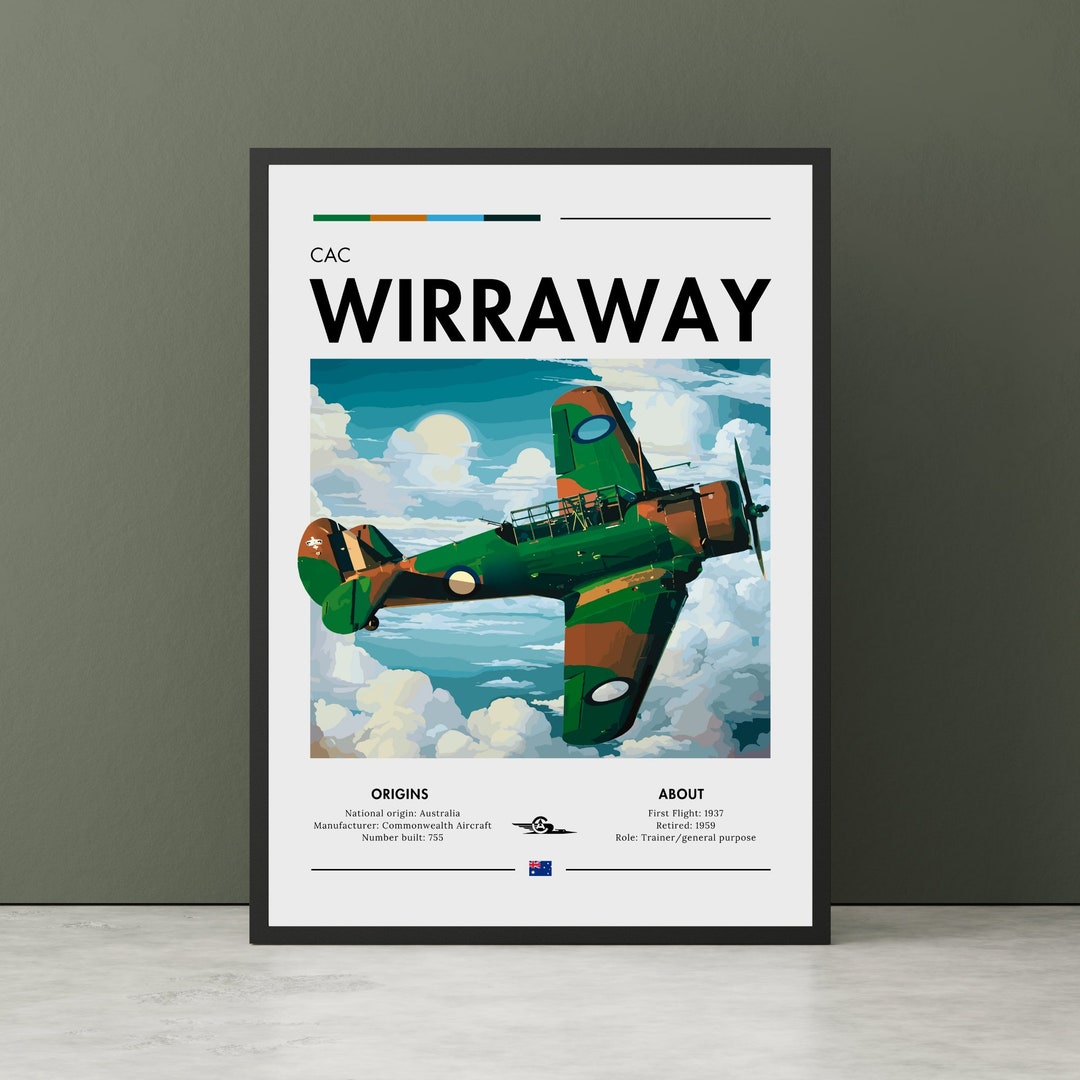 CAC Wirraway Print WWII Aviation Art, RAAF Trainer Jet, Australian ...