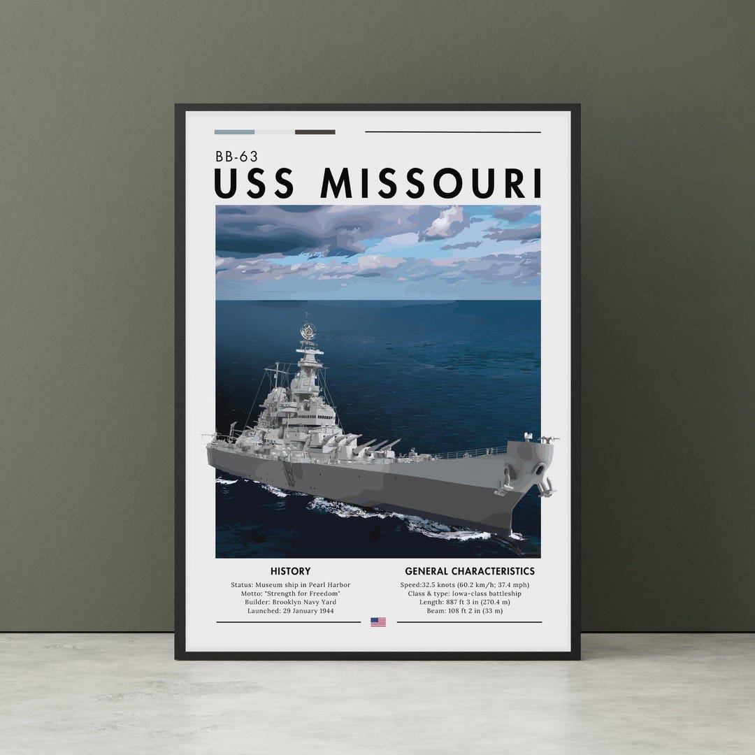 USS Missouri Battleship Print, Naval Ship Poster, Maritime Wall Art - Etsy
