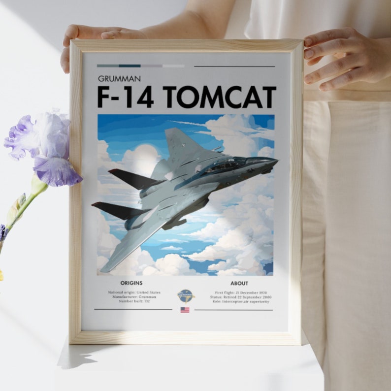 Grumman F-14 Tomcat Supersonic Print Aviation Art, Vietnam War Plane ...