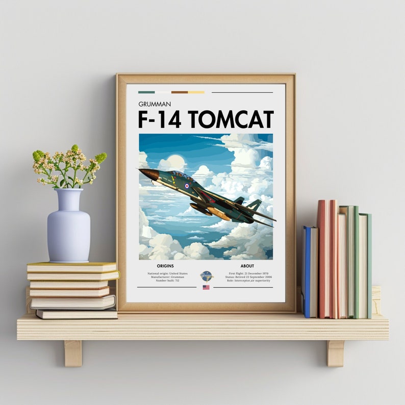 Grumman F-14 Tomcat Supersonic Print Aviation Art, Vietnam War Plane ...