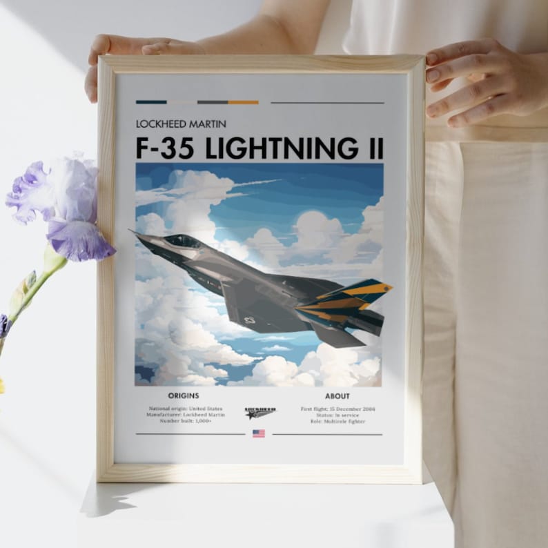 Lockheed Martin F-35 Lightning II Print USAF Aviation, Multirole ...