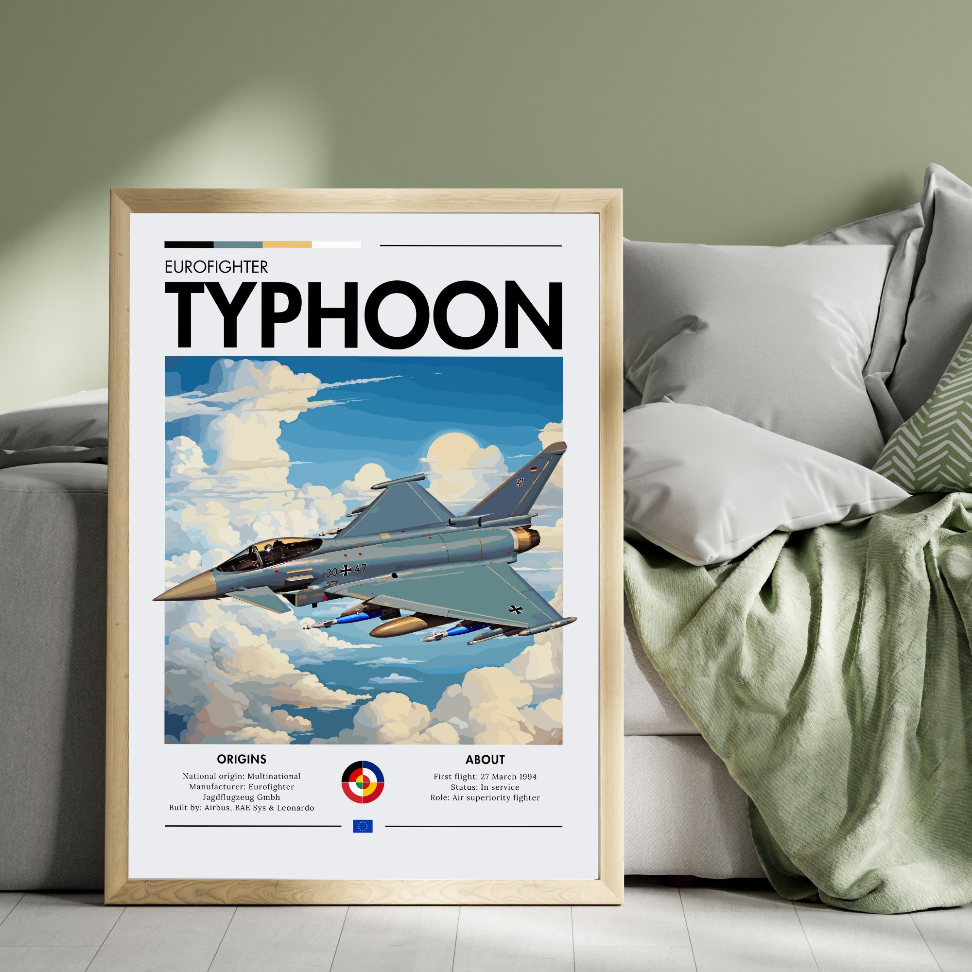 Eurofighter Typhoon Poster Aviation Art, Fighter Jet Print, Plane ...