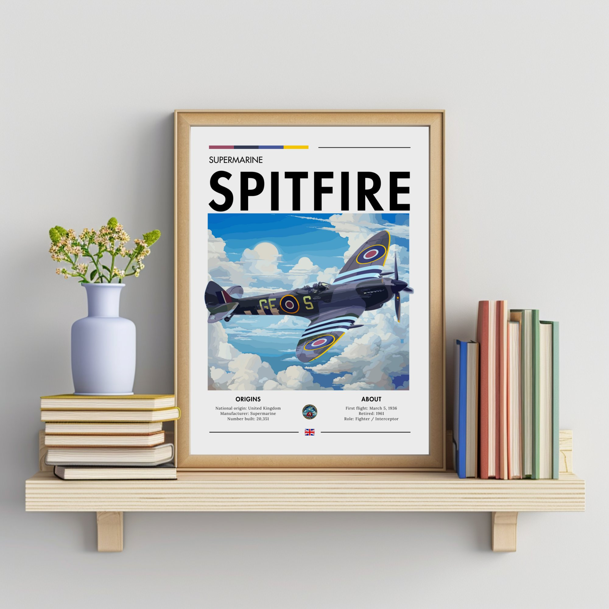 Supermarine Spitfire Poster WWII Aviation Art, Battle of Britain ...