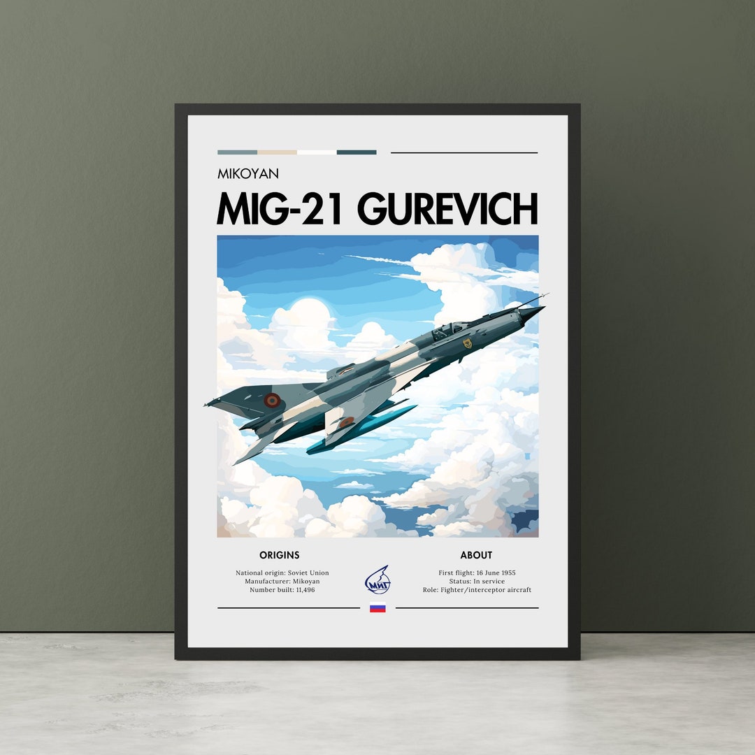 Mikoyan-gurevich Mig-21 Print - Soviet Union Aviation Art, Supersonic ...