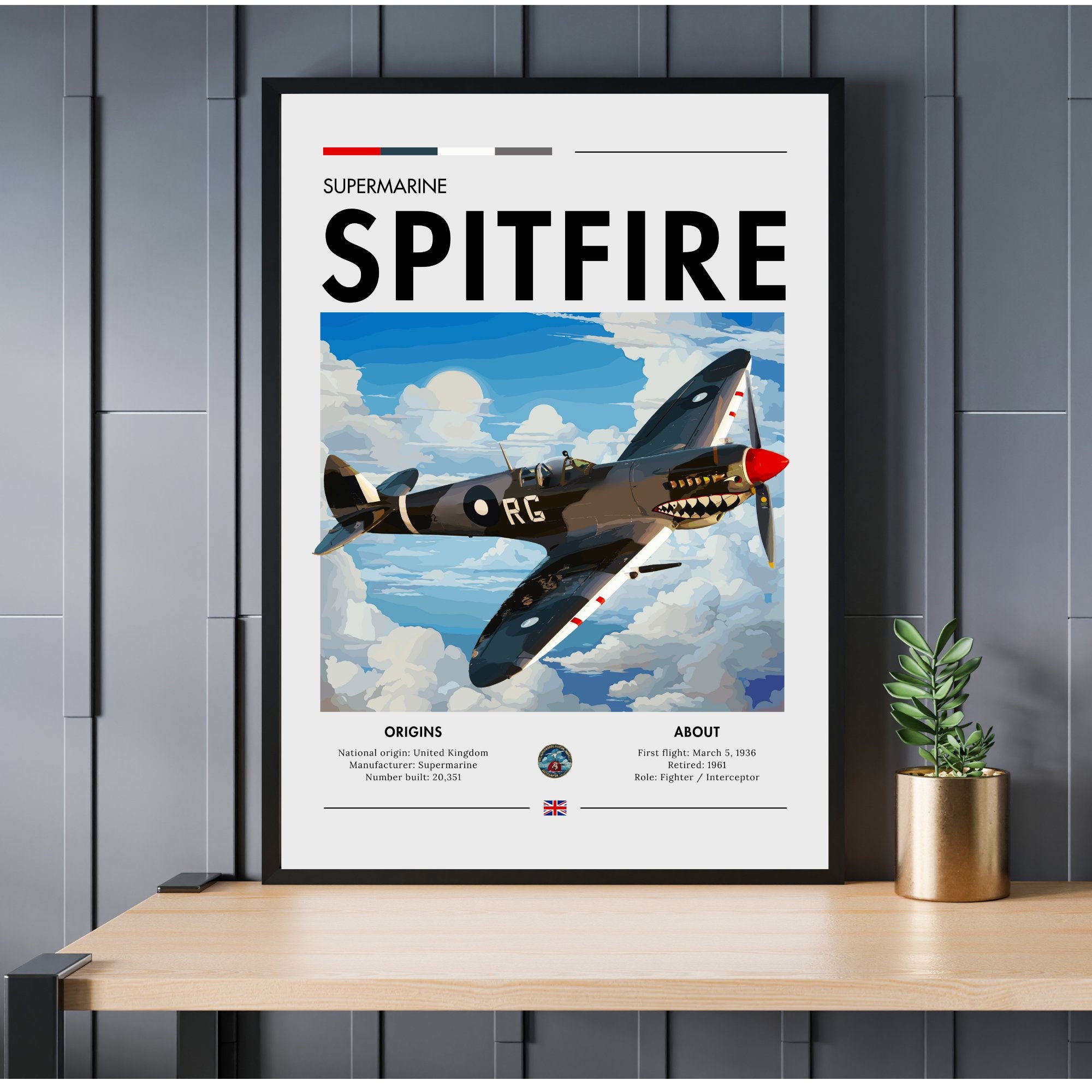 Supermarine Spitfire Poster WWII Aviation Art, Battle of Britain ...