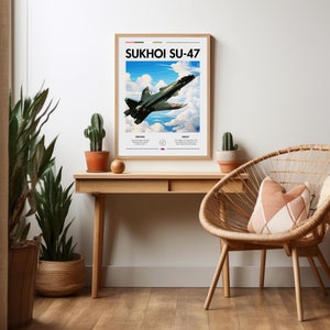 Sukhoi Su-47 Print - Aircraft Art , Experimental Aircraft, Plane Poster ...