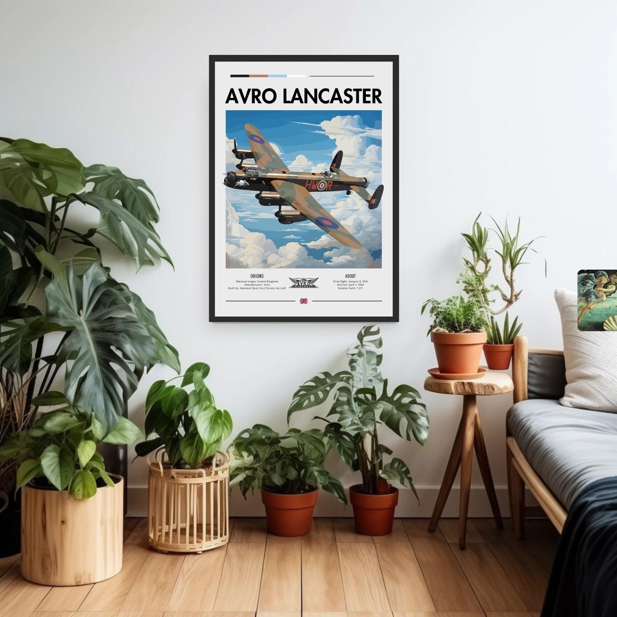 Vintage Avro Lancaster Bomber Print WWII Aviation Art, Battle of ...