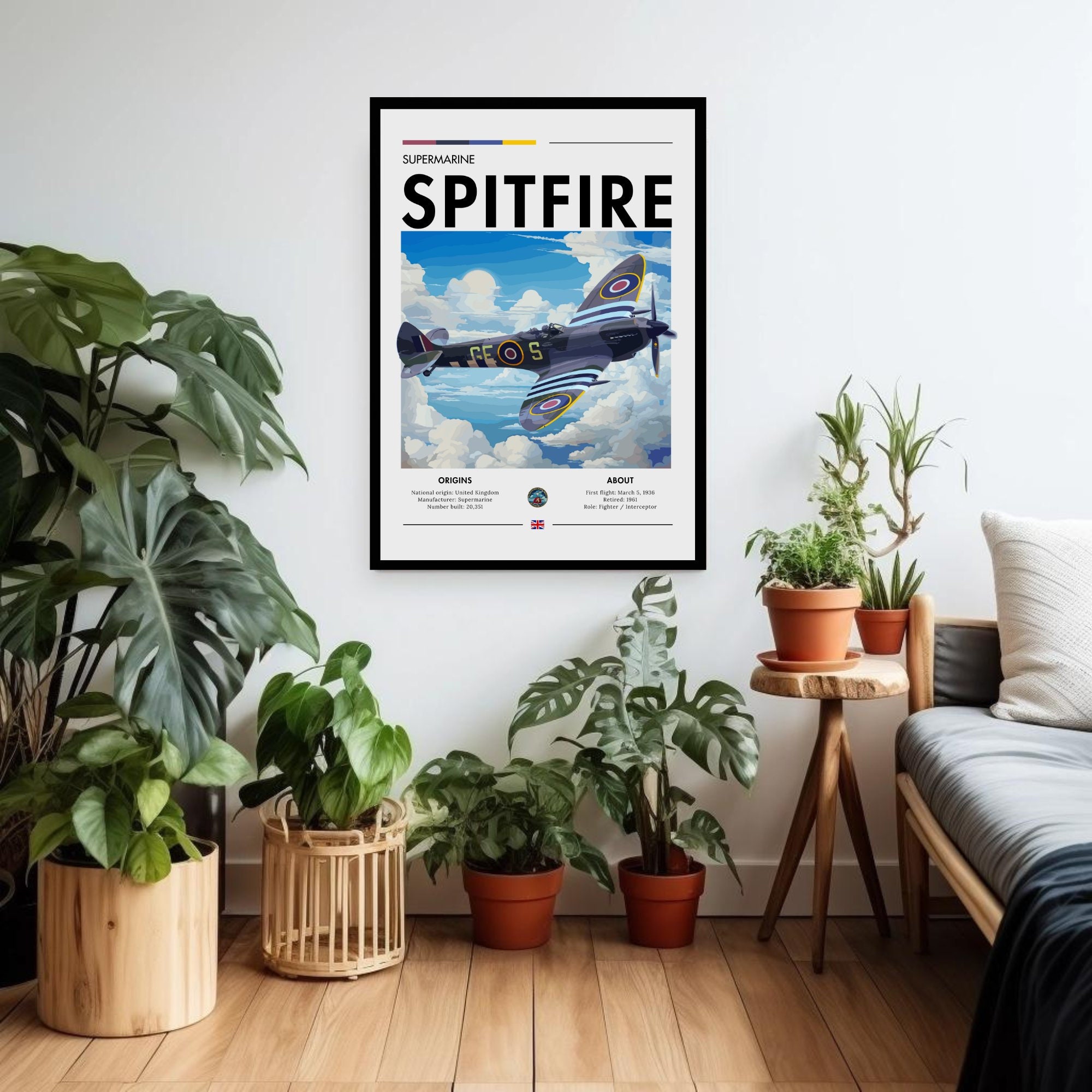 Supermarine Spitfire Poster WWII Aviation Art, Battle of Britain ...