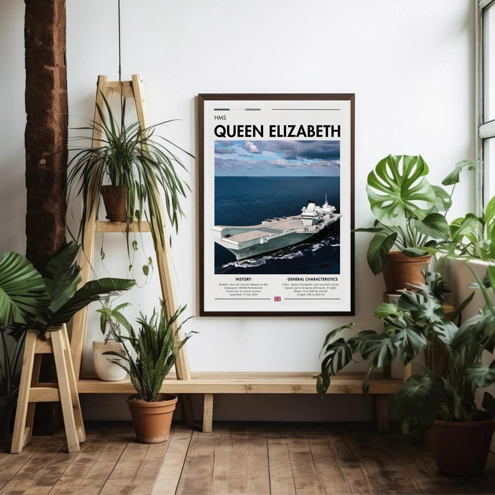 HMS Queen Elizabeth Poster - Naval Ship Print, Ship Art, Historic Ship ...