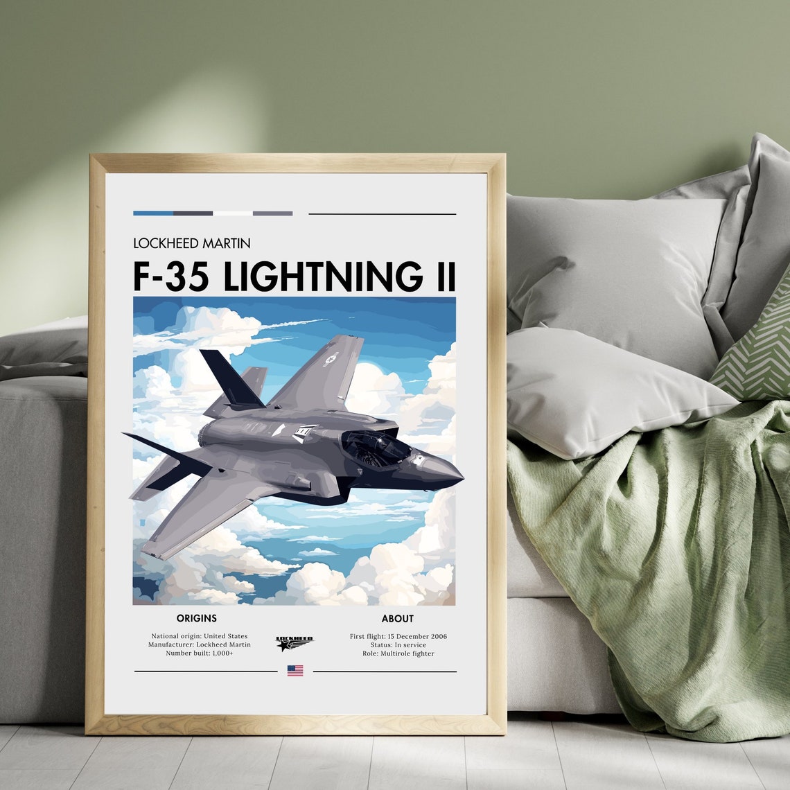 Lockheed Martin F-35 Lightning II Print - USAF Aviation, Multirole ...