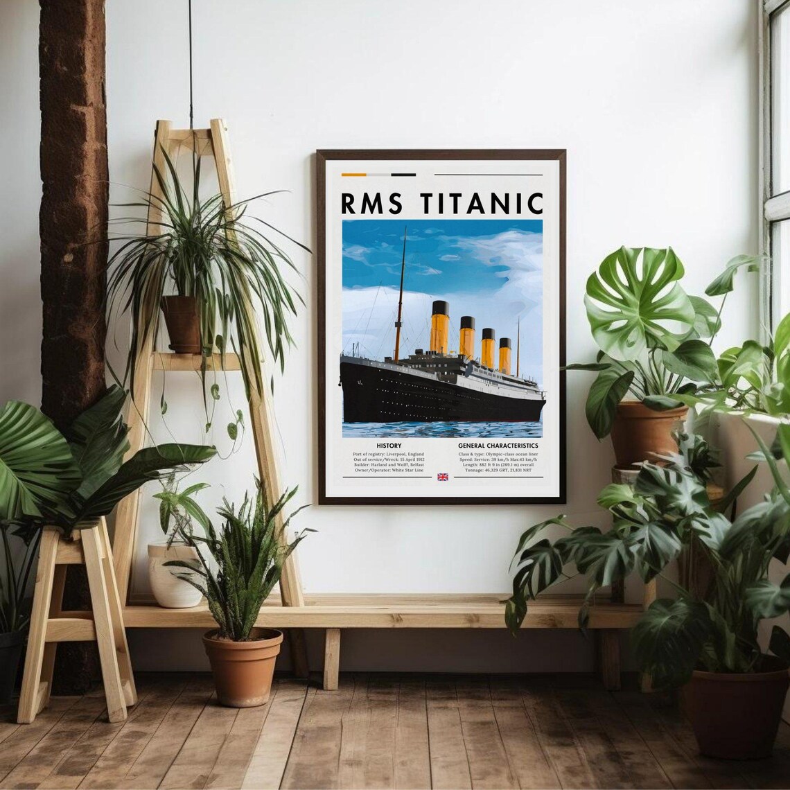 Titanic Ship Poster, RMS Titanic Print, Ship Art, Historic Ship Poster ...