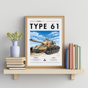 Type 61 Panzer Poster - WWII Kriegskunst, Kampfpanzer, Wolken, Boden ...