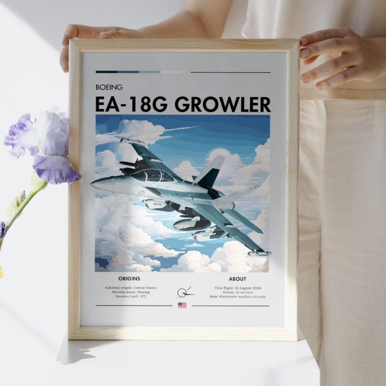 Boeing EA-18G Growler Print USA Aviation Art, Electronic Warfare ...
