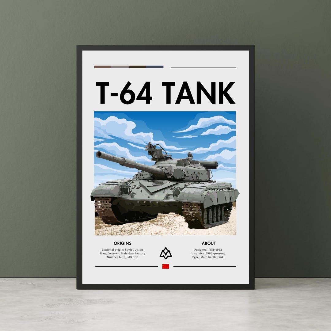 T-64 Tank Print - Soviet Union Wall Art, Main Battle Tank, Heavy Tank ...