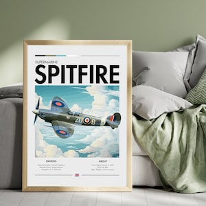 Supermarine Spitfire Poster – WWII Aviation Art, Fighter Jet Print - Etsy