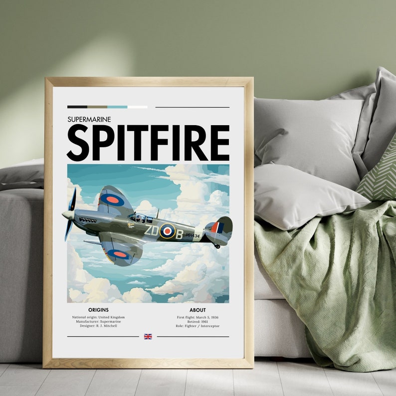 Supermarine Spitfire Poster – WWII Aviation Art, Fighter Jet Print - Etsy