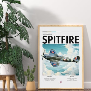Supermarine Spitfire Poster – WWII Aviation Art, Fighter Jet Print - Etsy