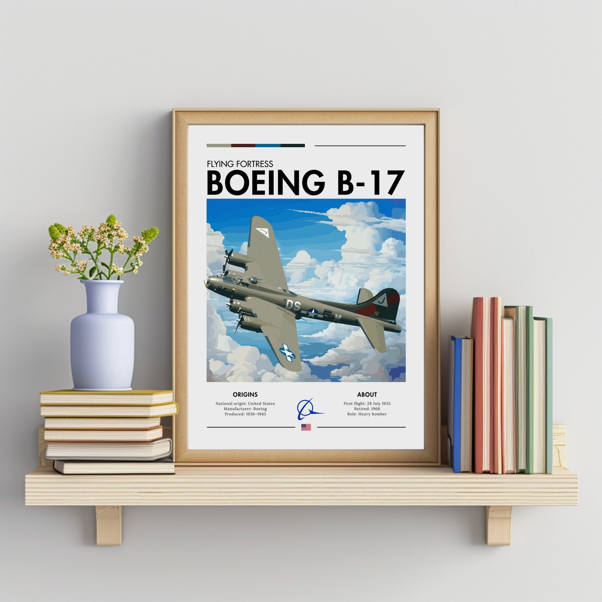 Boeing B-17 Flying Fortress Print - WWII Aviation Art, Heavy Bomber ...