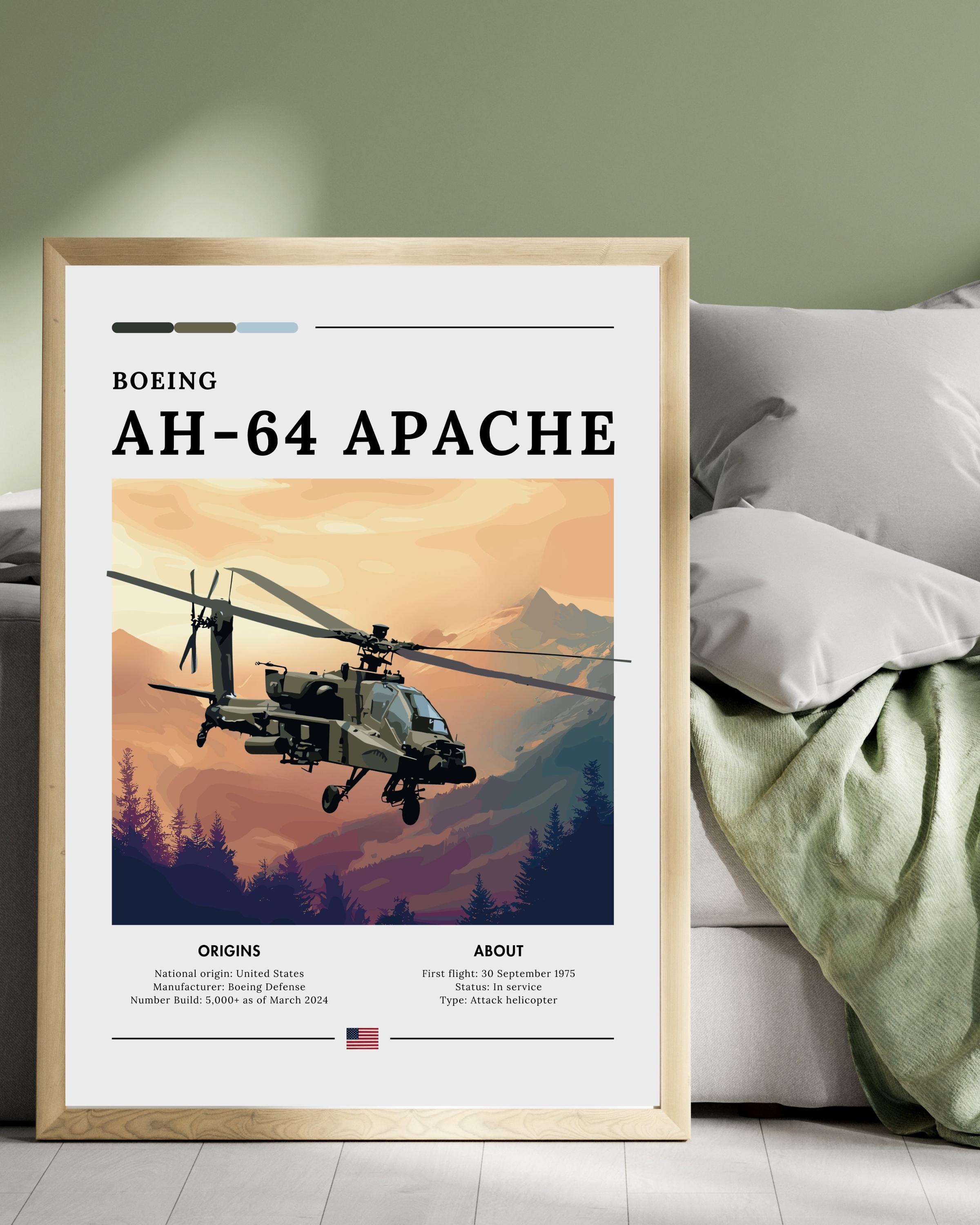 Boeing AH-64 Apache Poster - American Helicopter Print, Attack ...