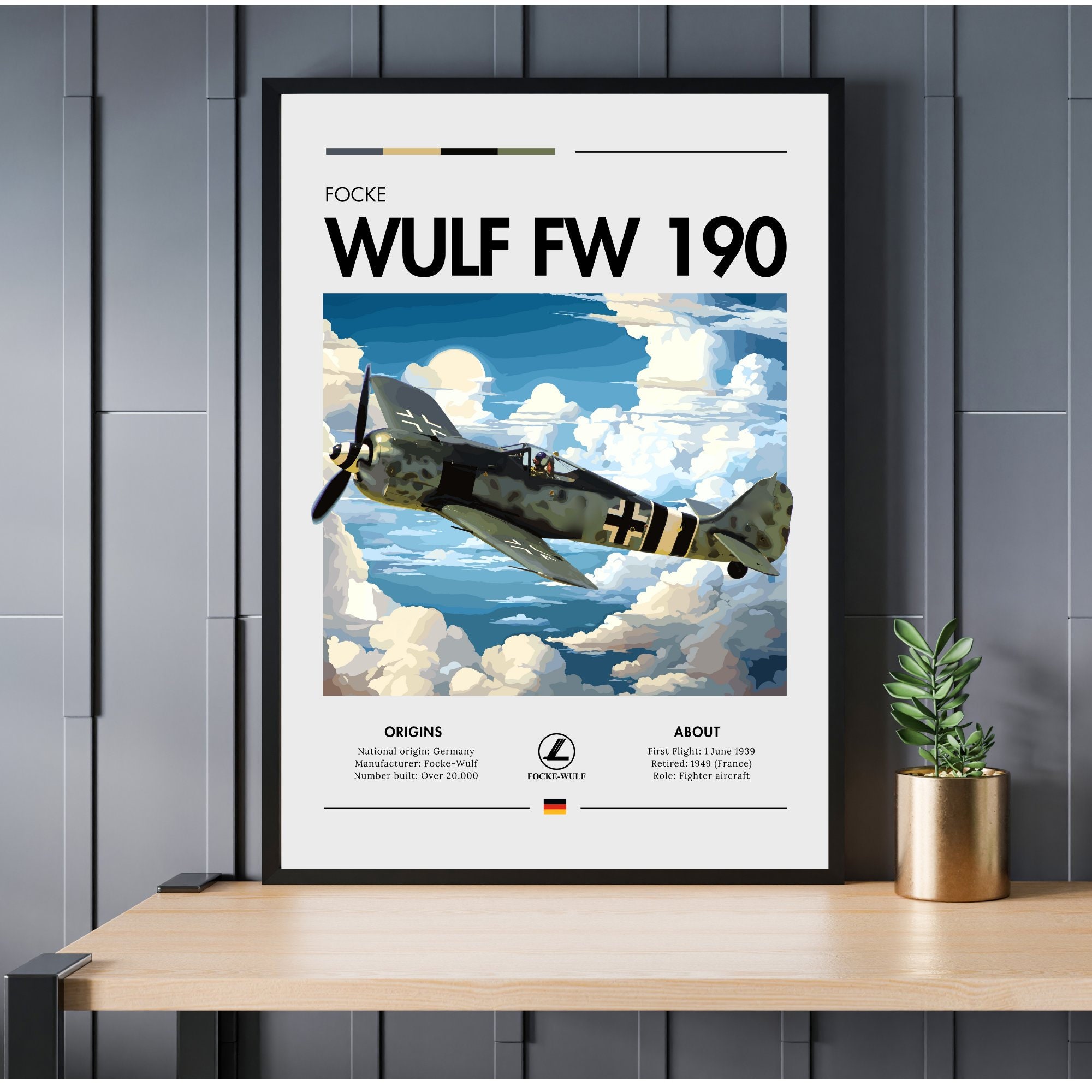 Focke-wulf Fw 190 Print WWII Aviation Art, Plane Poster, Fighter ...