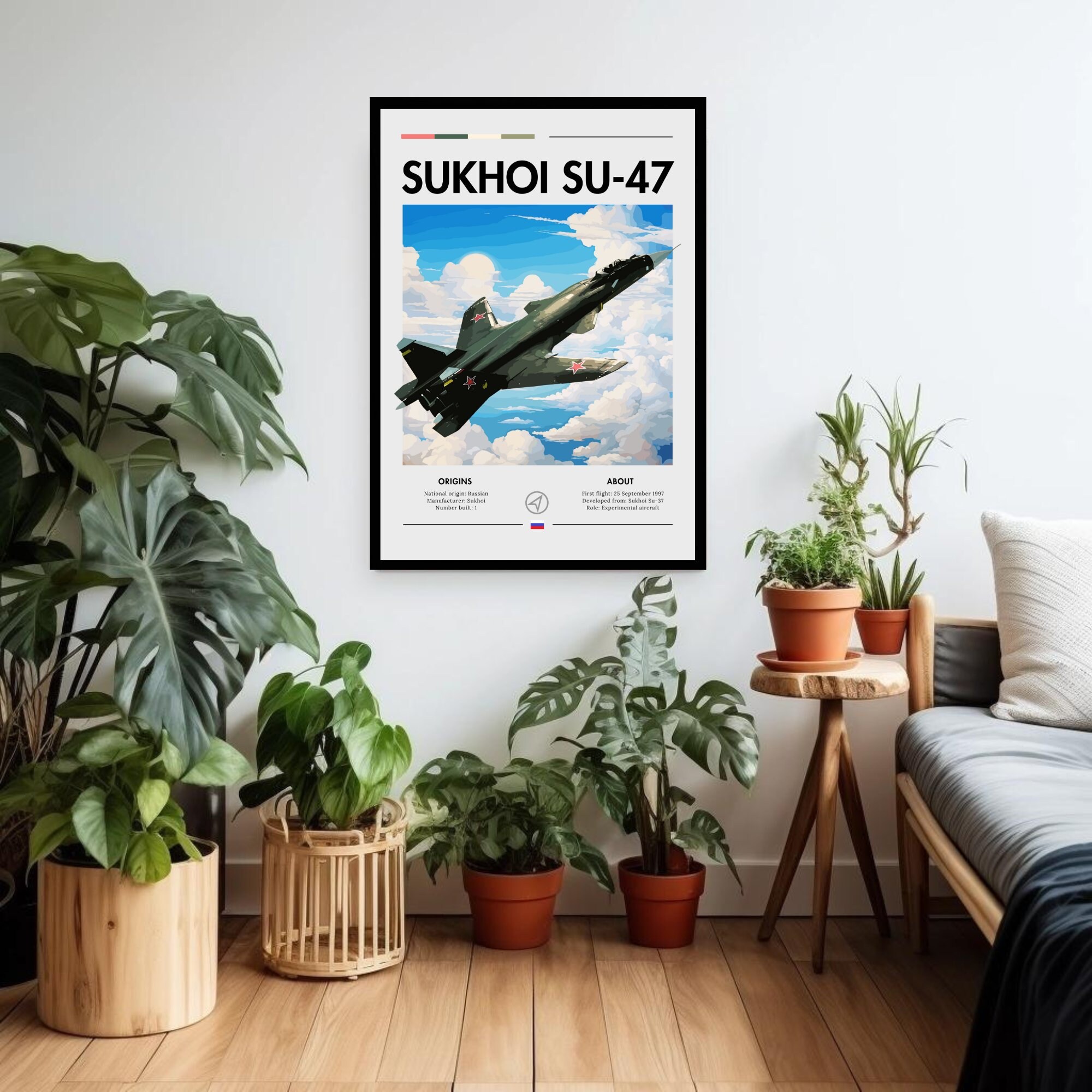 Sukhoi Su-47 Print - Aircraft Art , Experimental Aircraft, Plane Poster ...