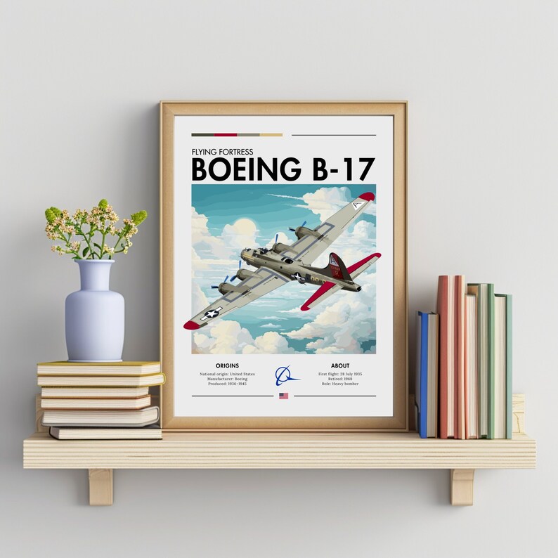 Boeing B-17 Flying Fortress Print - WWII Aviation Art, Heavy Bomber ...