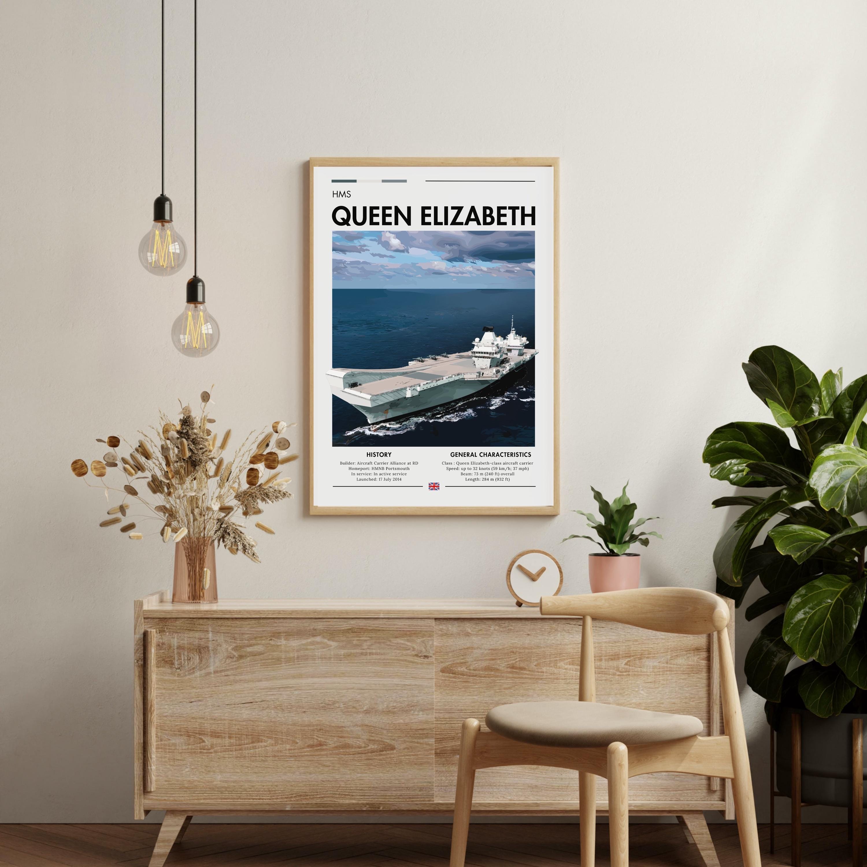 HMS Queen Elizabeth Poster - Naval Ship Print, Ship Art, Historic Ship ...