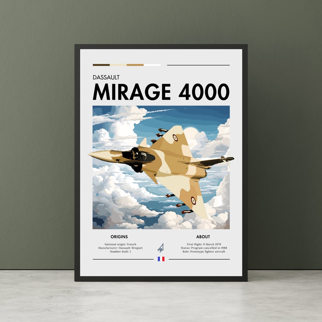 Dassault Mirage 4000 Print French Aviation Art, Prototype Twin Jet ...