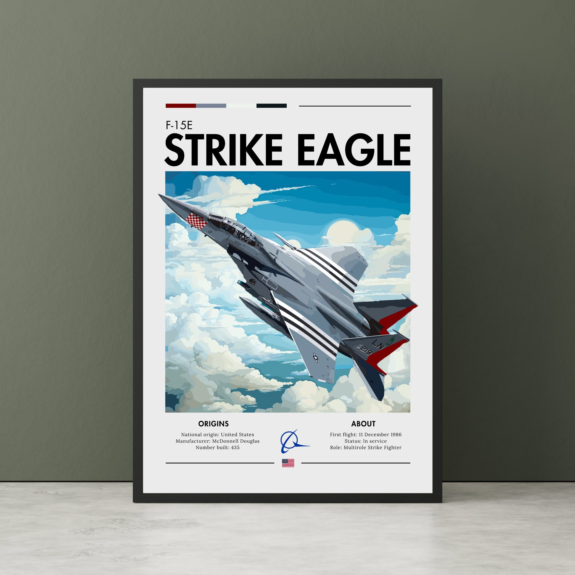 F-15E Strike Eagle Print Aviation Art, White Cliffs, Plane Poster ...