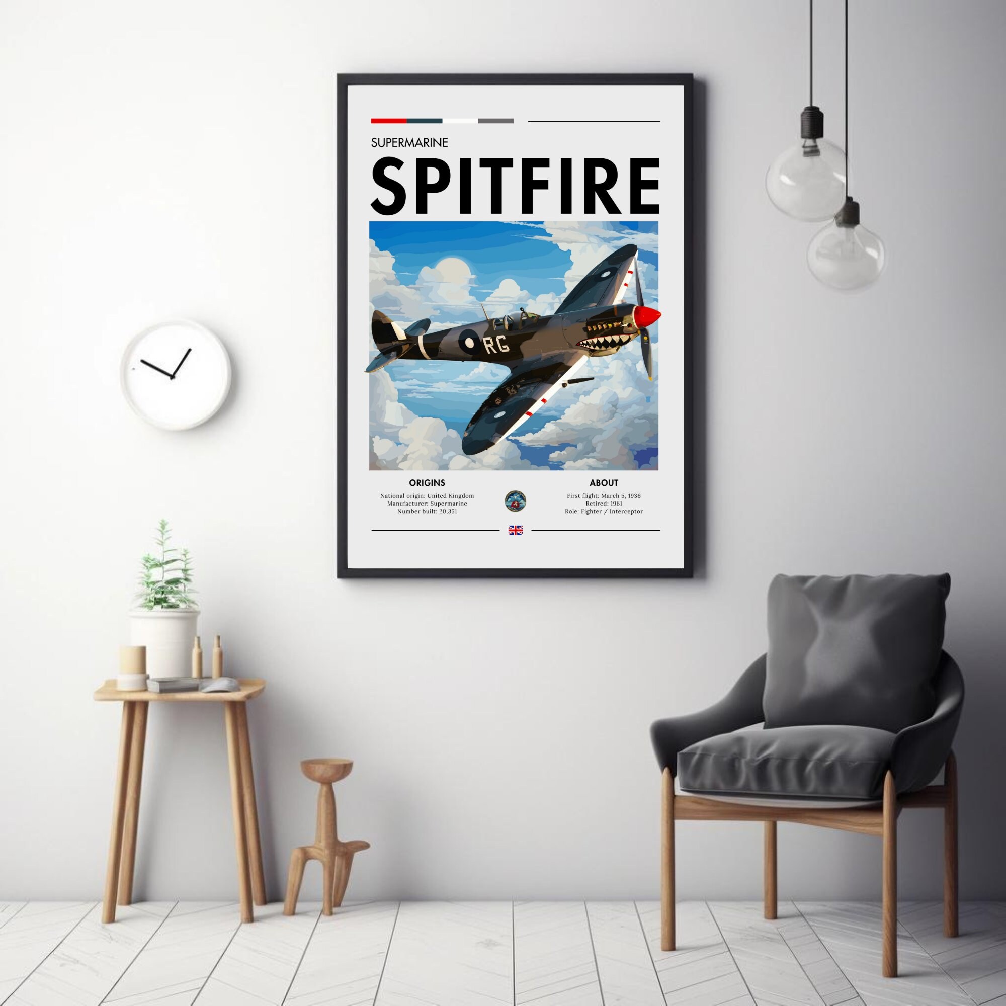 Supermarine Spitfire Poster WWII Aviation Art, Battle of Britain ...