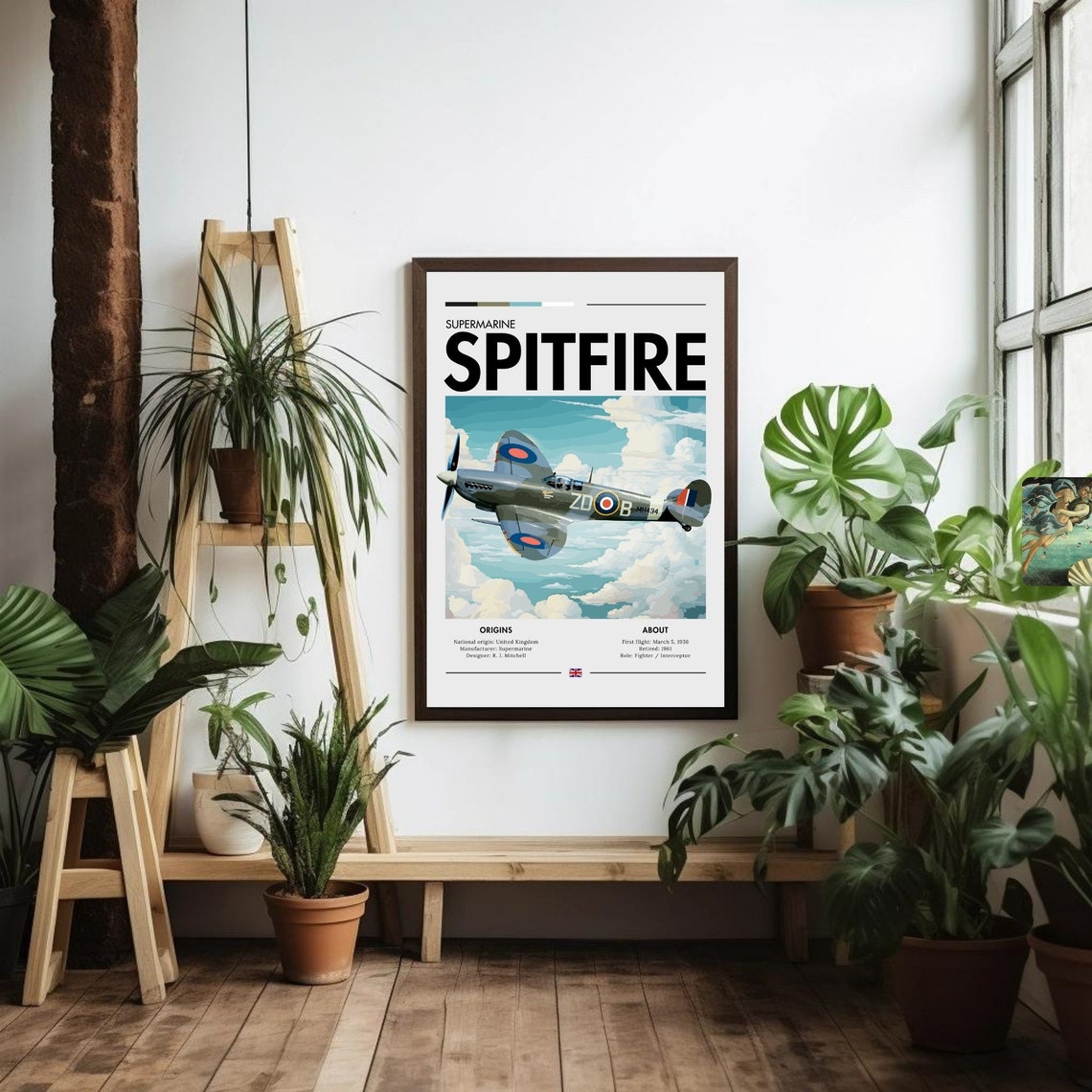 Supermarine Spitfire Poster – WWII Aviation Art, Fighter Jet Print - Etsy