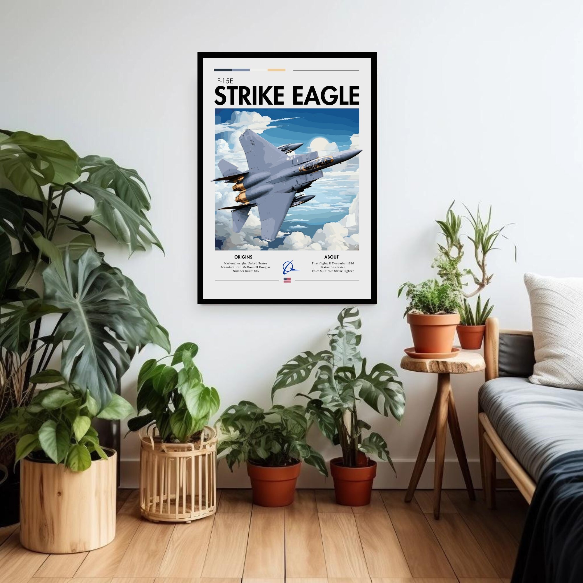 F-15E Strike Eagle Print - Aviation Art, White Cliffs, Plane Poster ...