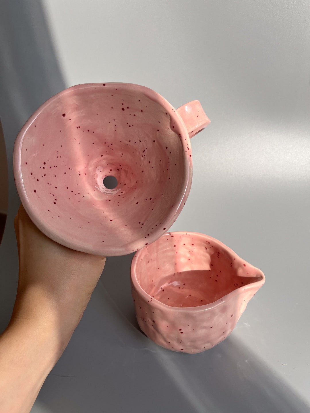 Handmade Ceramic V60 Dripper and Mug Set, Purple Pour Over Cone - Etsy