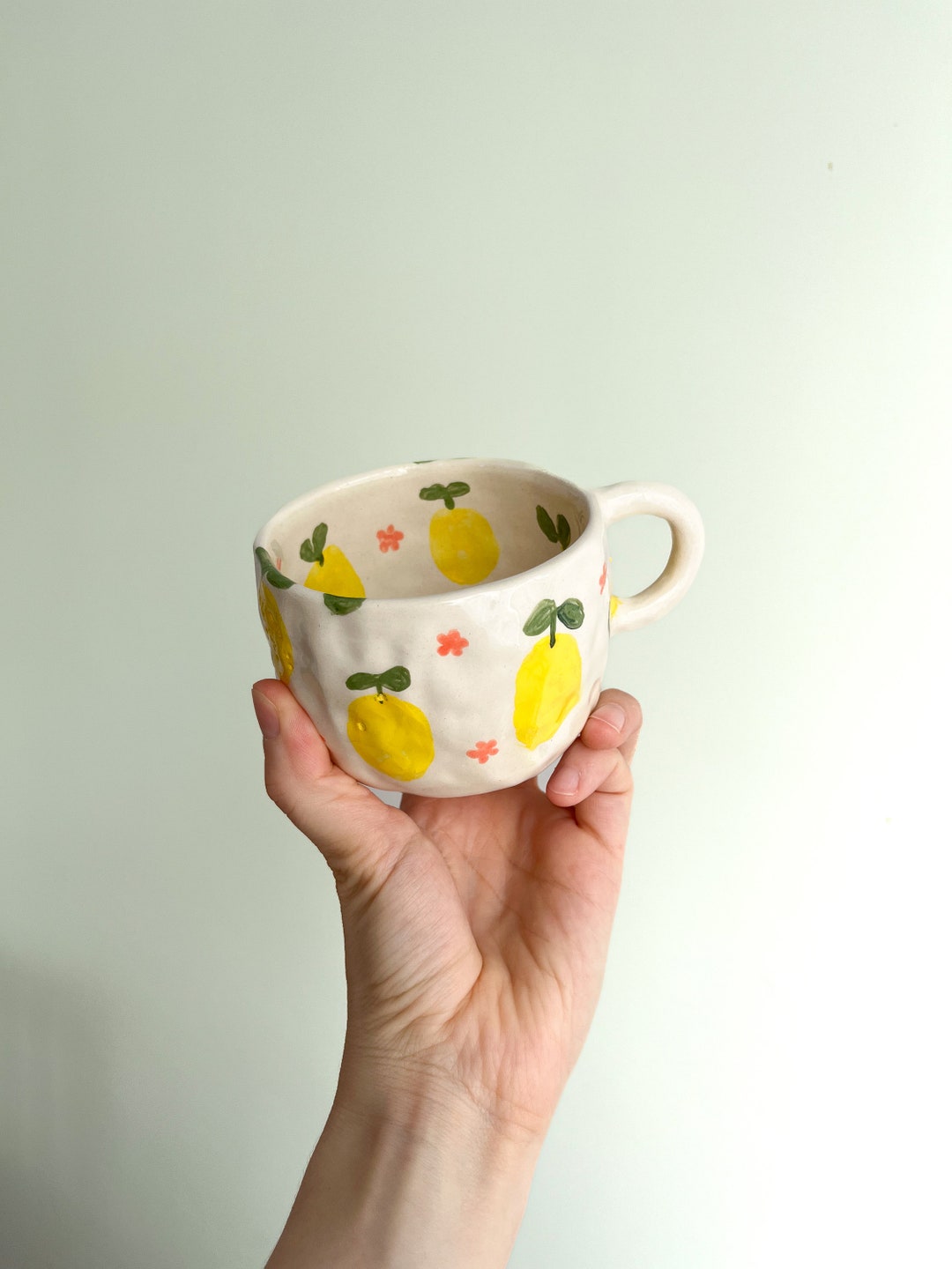 Ceramic Mug With Lemon Design, Handmade Ceramic Mug, Pottery Handmade ...
