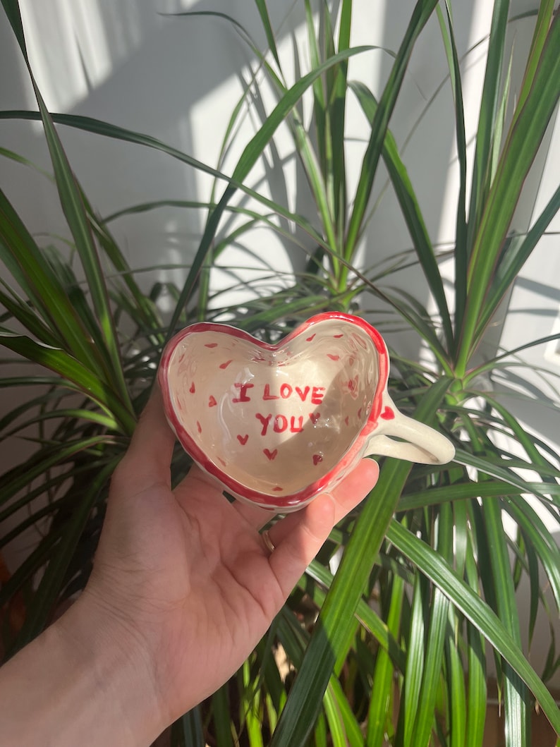 Handmade Ceramic Heart Mug, I Love You Coffee Cup - Etsy