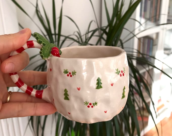Ceramic Christmas Tree Mug, Christmas Ceramic Mug, Handmade Ceramic Mug ...