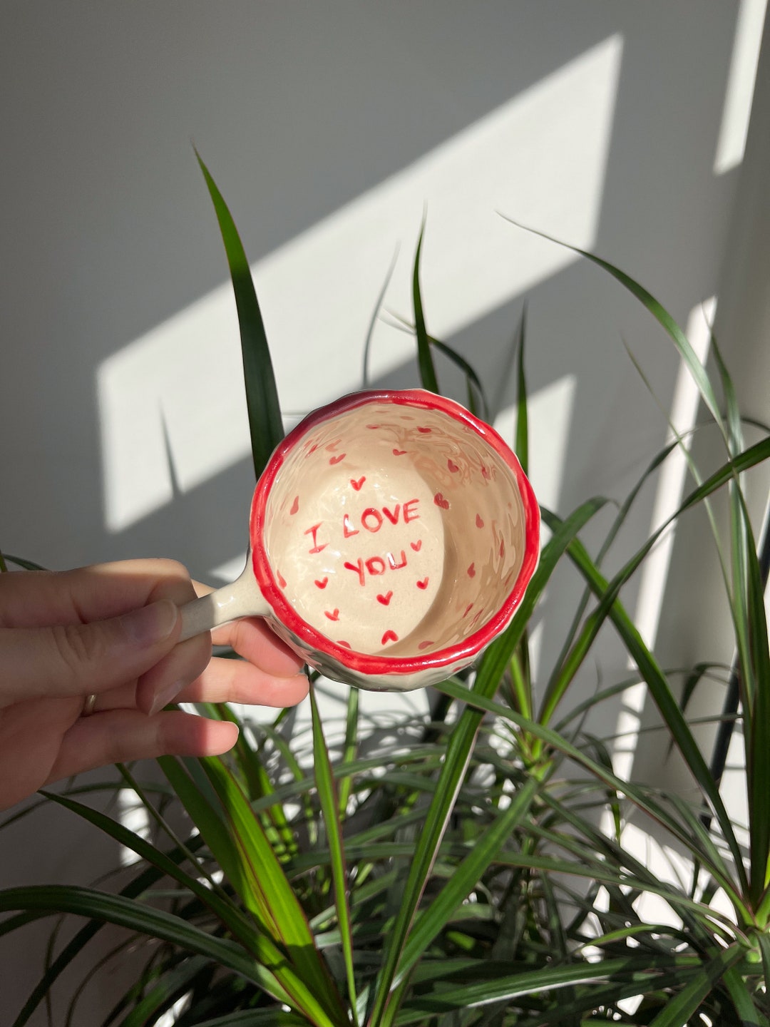 Handmade Ceramic Mug With Mini Hearts, I Love You Coffee Mug, Ceramic ...