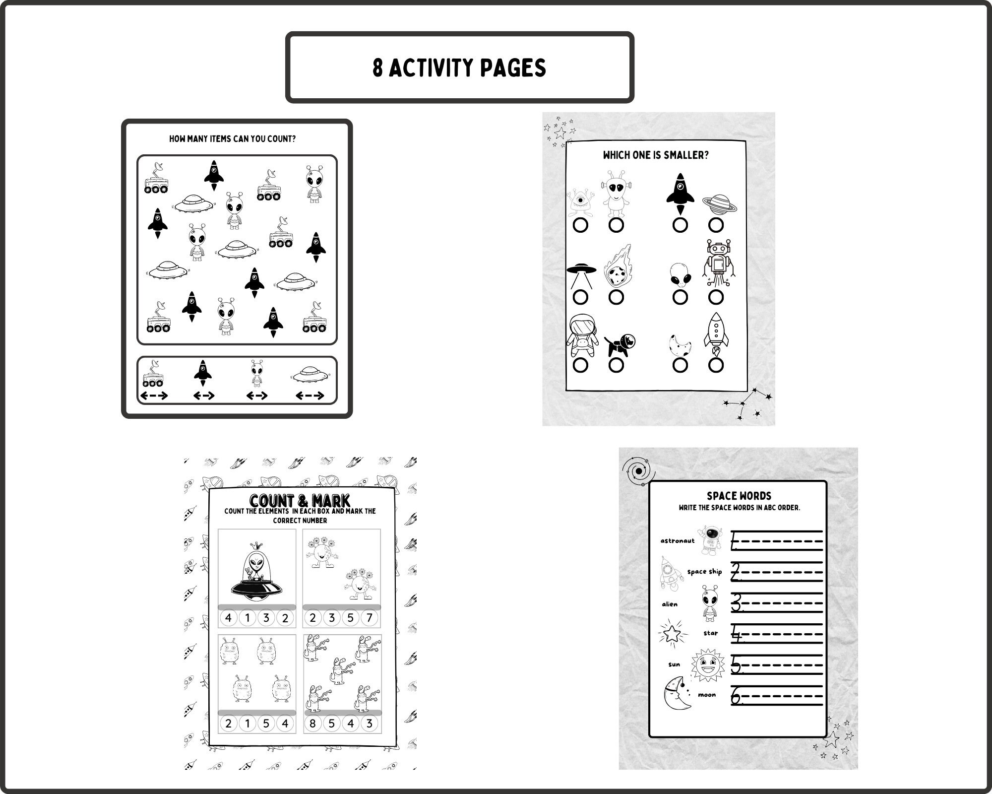 Space Coloring Pages, Space Activity Pages, Printable Pages for Kids ...