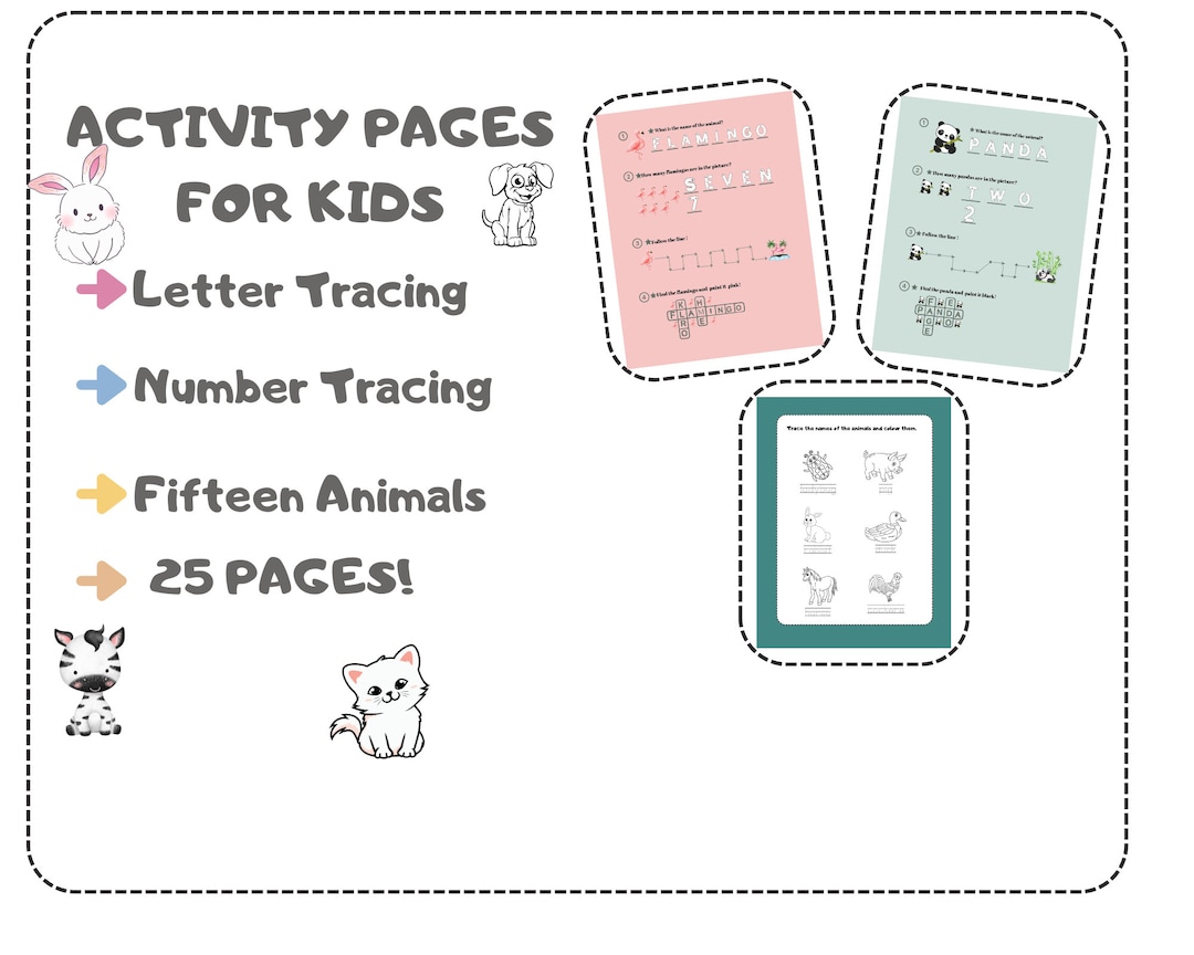 Animal Activity Pages Printable for Kids | Instant Download | 25 Pages ...