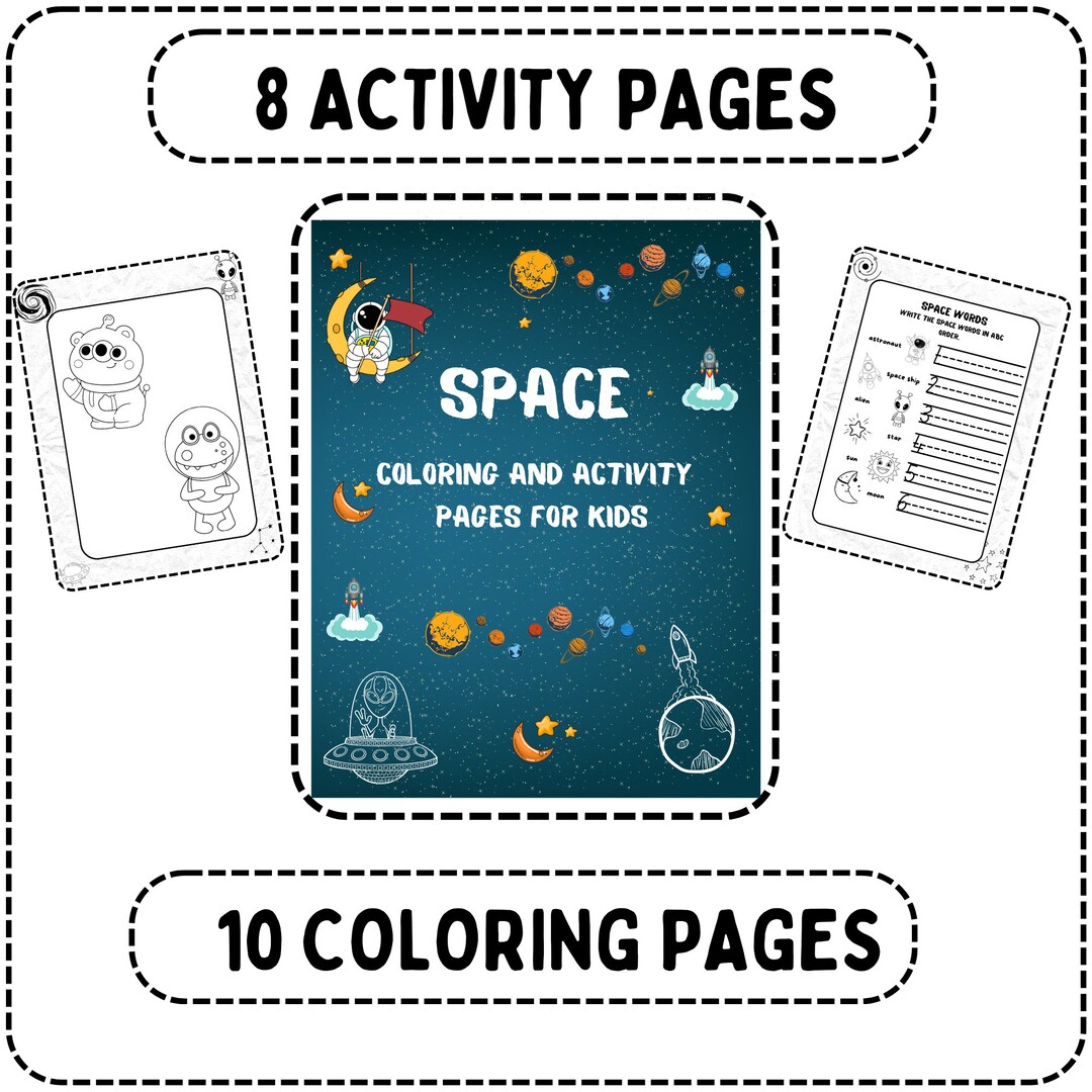 Space Coloring Pages, Space Activity Pages , Kids Outer Space Fantasy ...