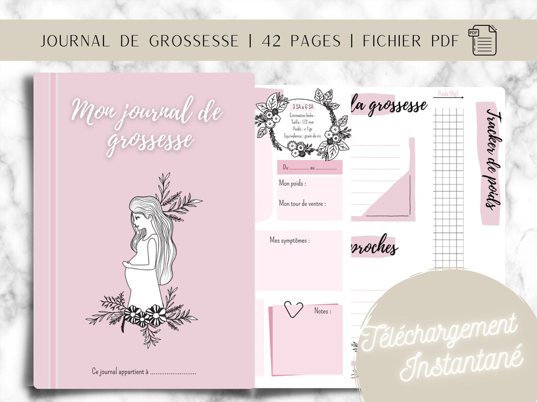 Pregnancy Diary In French Printable Pregnancy Notebook Etsy