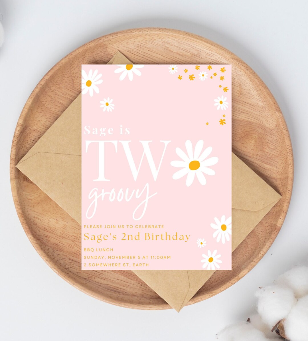 Digital Party Invitation 2nd Birthday Party Customisable Canva Template ...