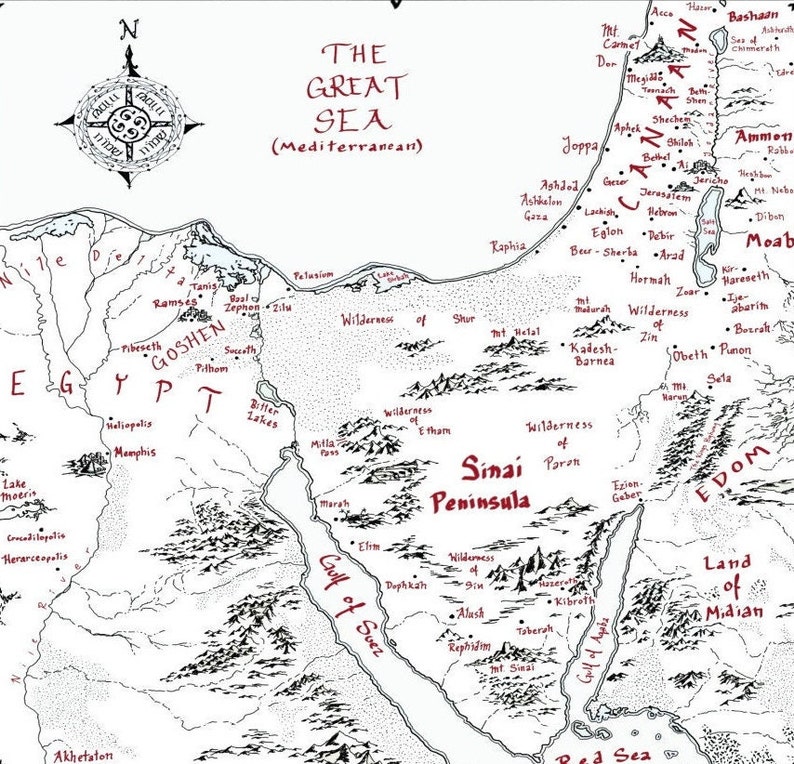 Bible Map, Lord of the Rings Style, Map of Old Testament, Digital ...