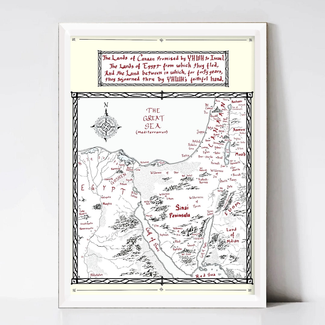 Bible Map, Lord of the Rings Style, Map of Old Testament, Digital ...