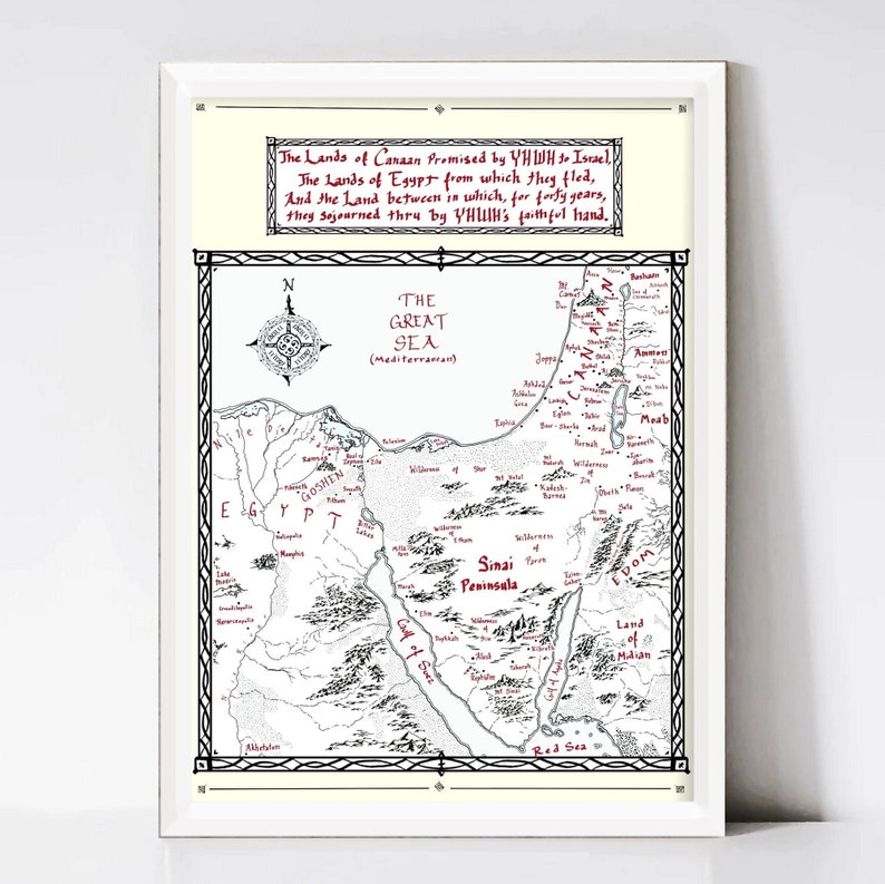 Bible Map, Lord of the Rings Style, Map of Old Testament, Digital ...