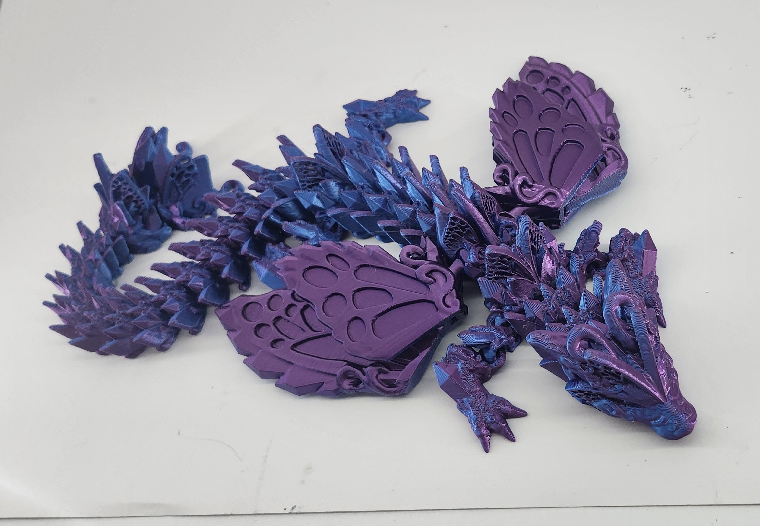 3D Printed 13" Full Articulated Wolf Dragon, Color Changing as Seen on ...