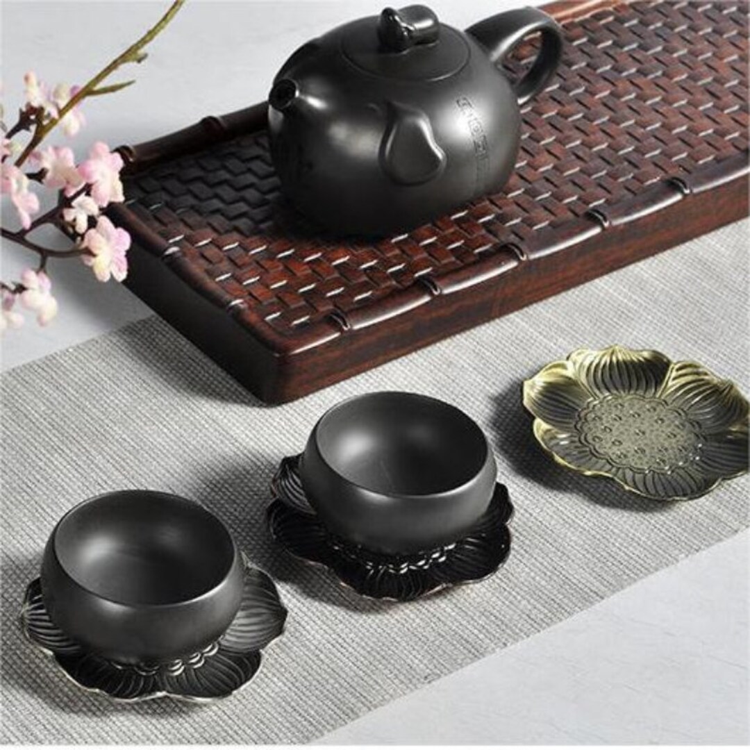 Handmade Kung Fu Tea Set Accessories Alloy Bronze Color Tea Cup Coaster ...
