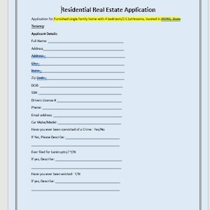 Rental Application - Etsy