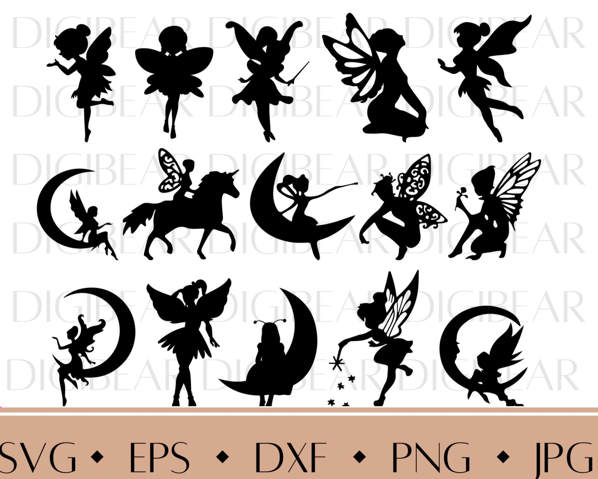 Fairy Silhouette SVG File, Fairy Clipart,fairy Vector,png, EPS, Dxf ...