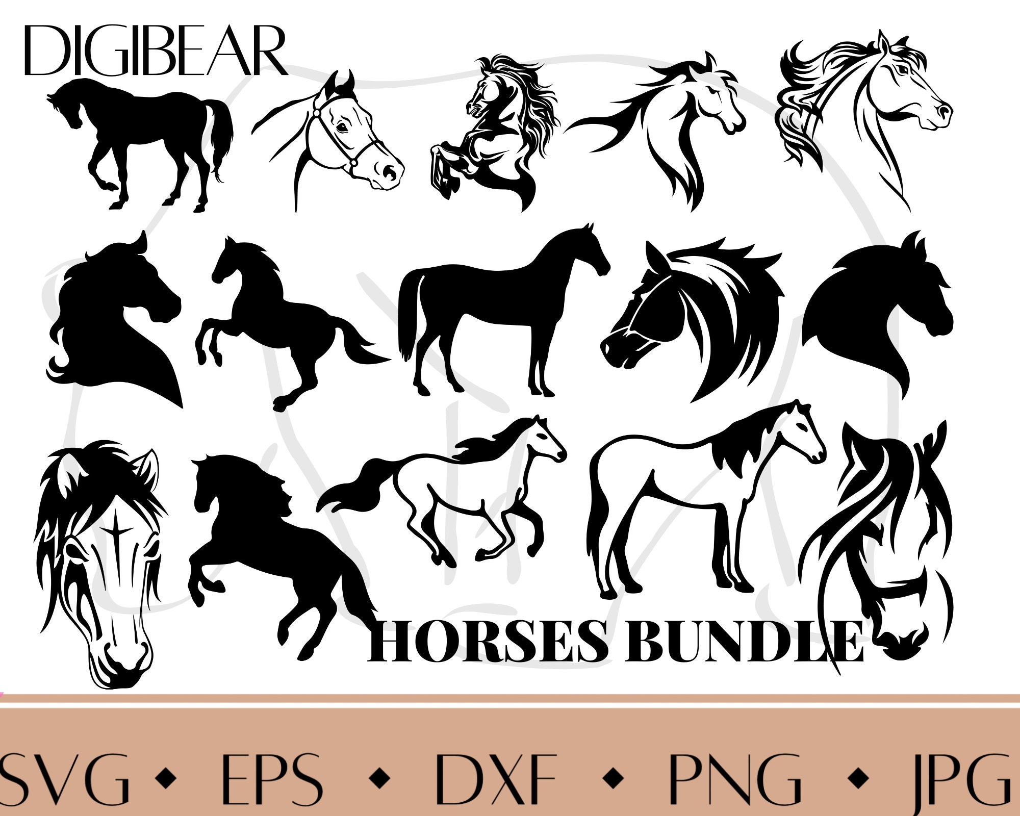 Pack of 15 Horses Silhouette Svg, Horse Cutting Files, Cricut File, SVG ...